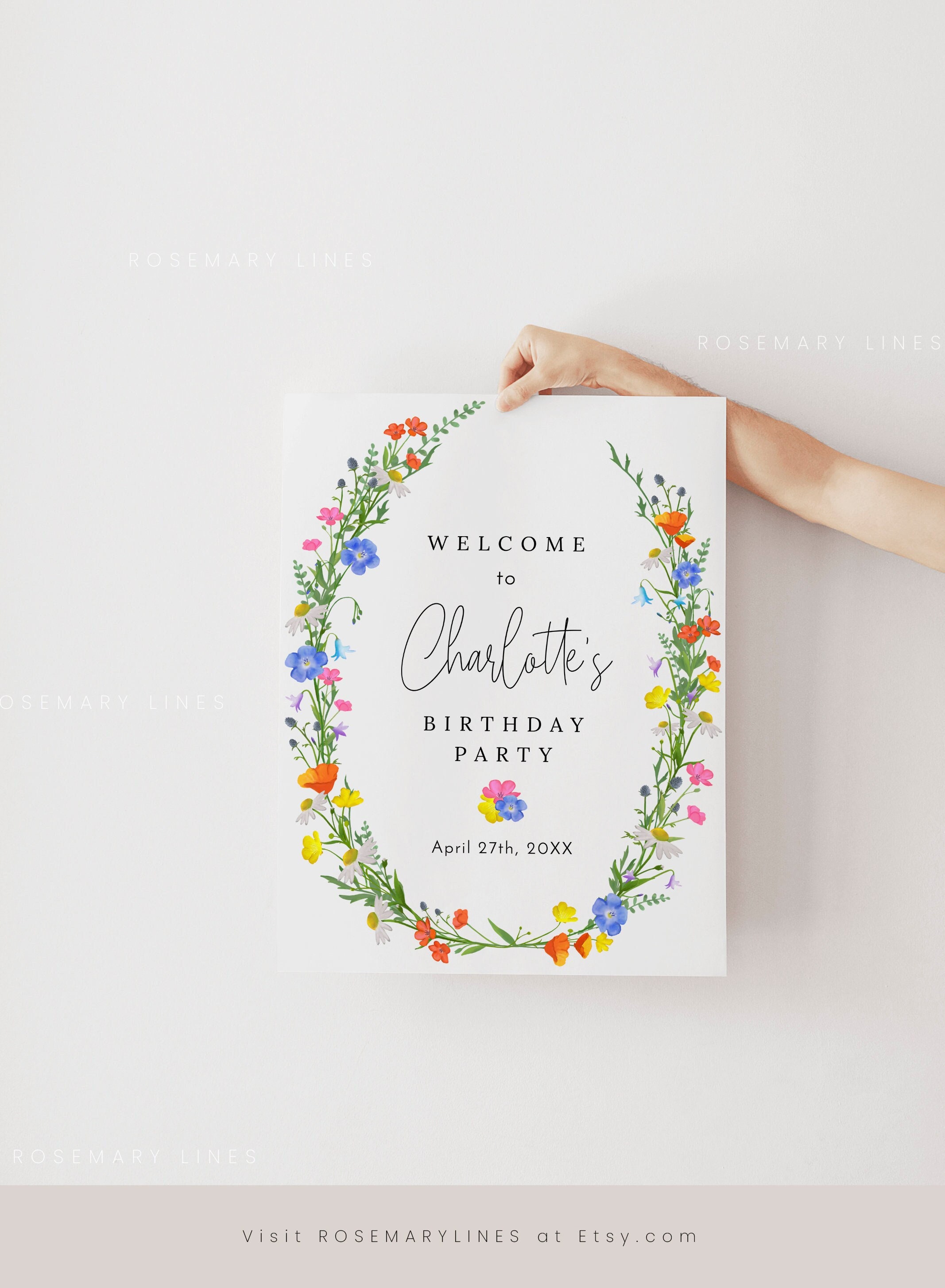 Wildflower Welcome Sign Template Spring Colorful Boho Floral | Etsy