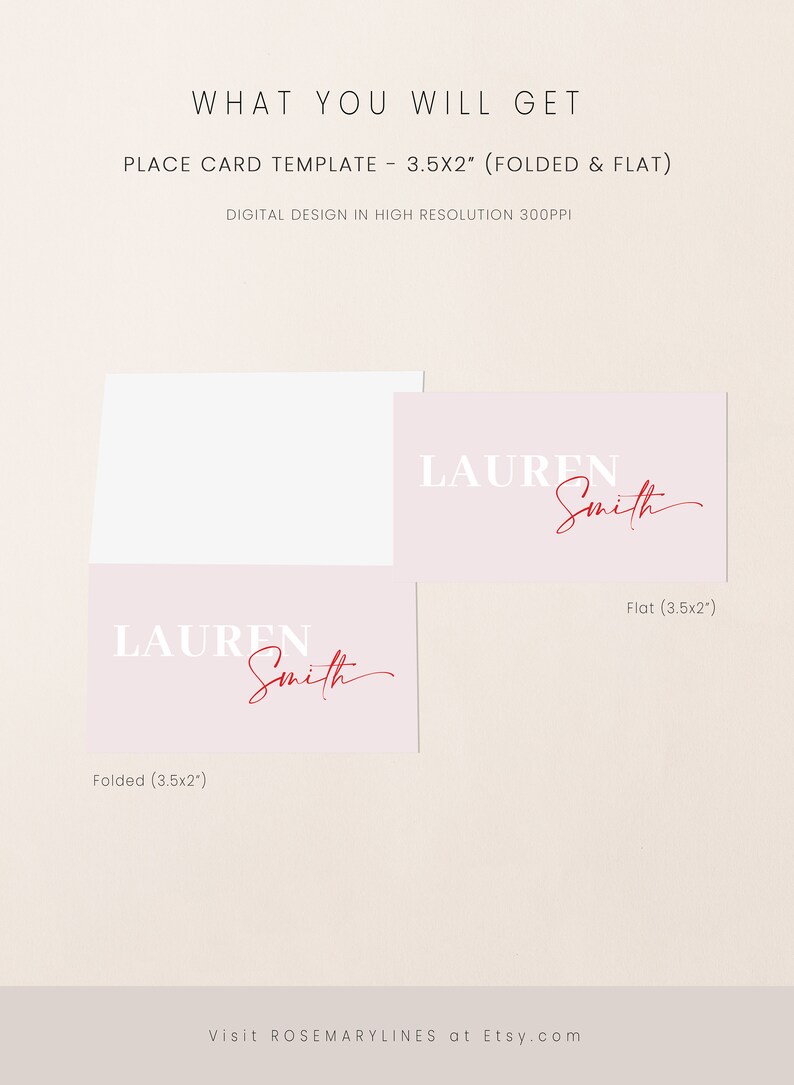 Pink and Red Place Cards Hot Pink Place Card Template Red - Etsy