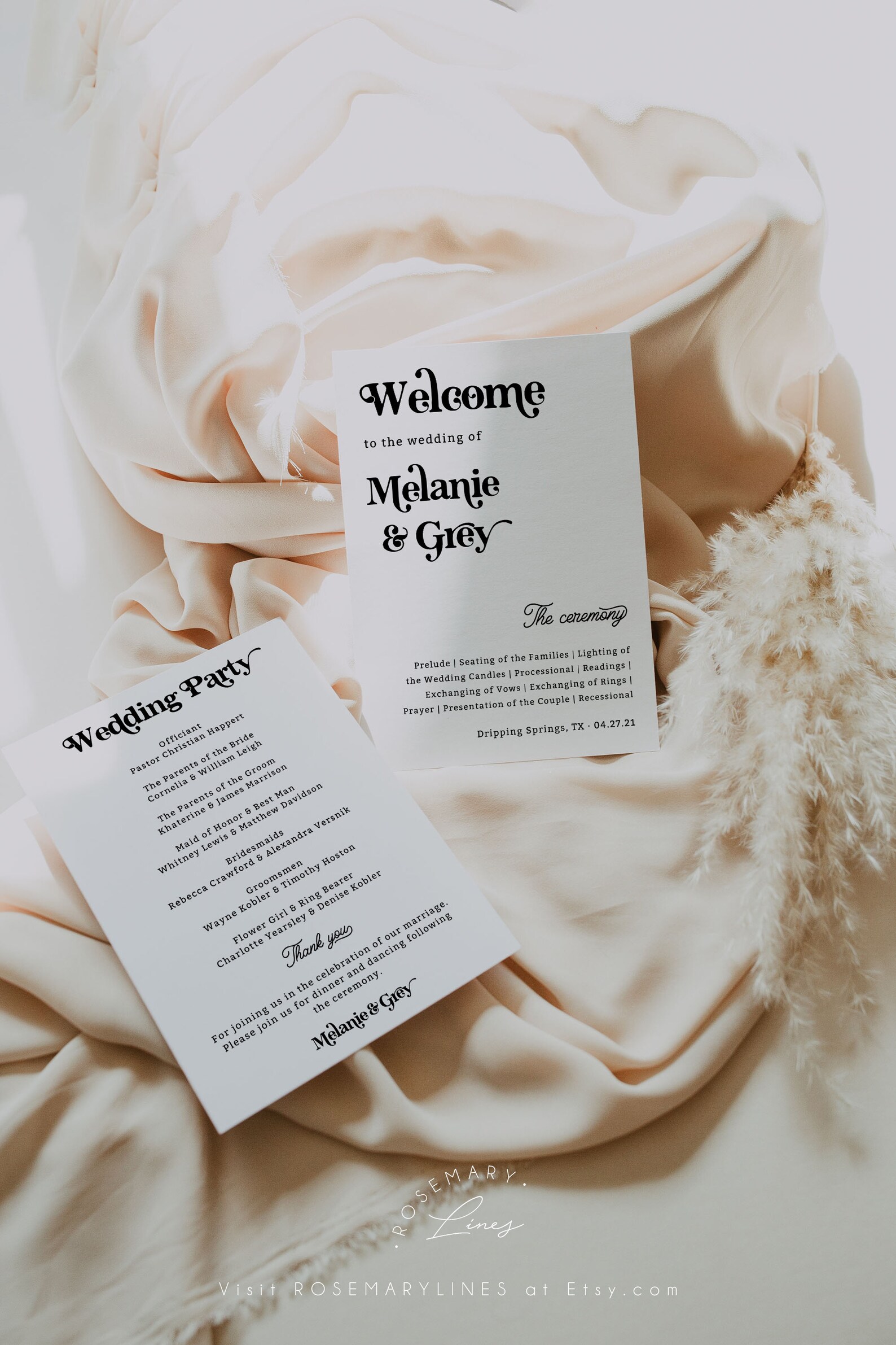 Retro Wedding Programs, 70's Wedding Program Template, 1970's Boho ...