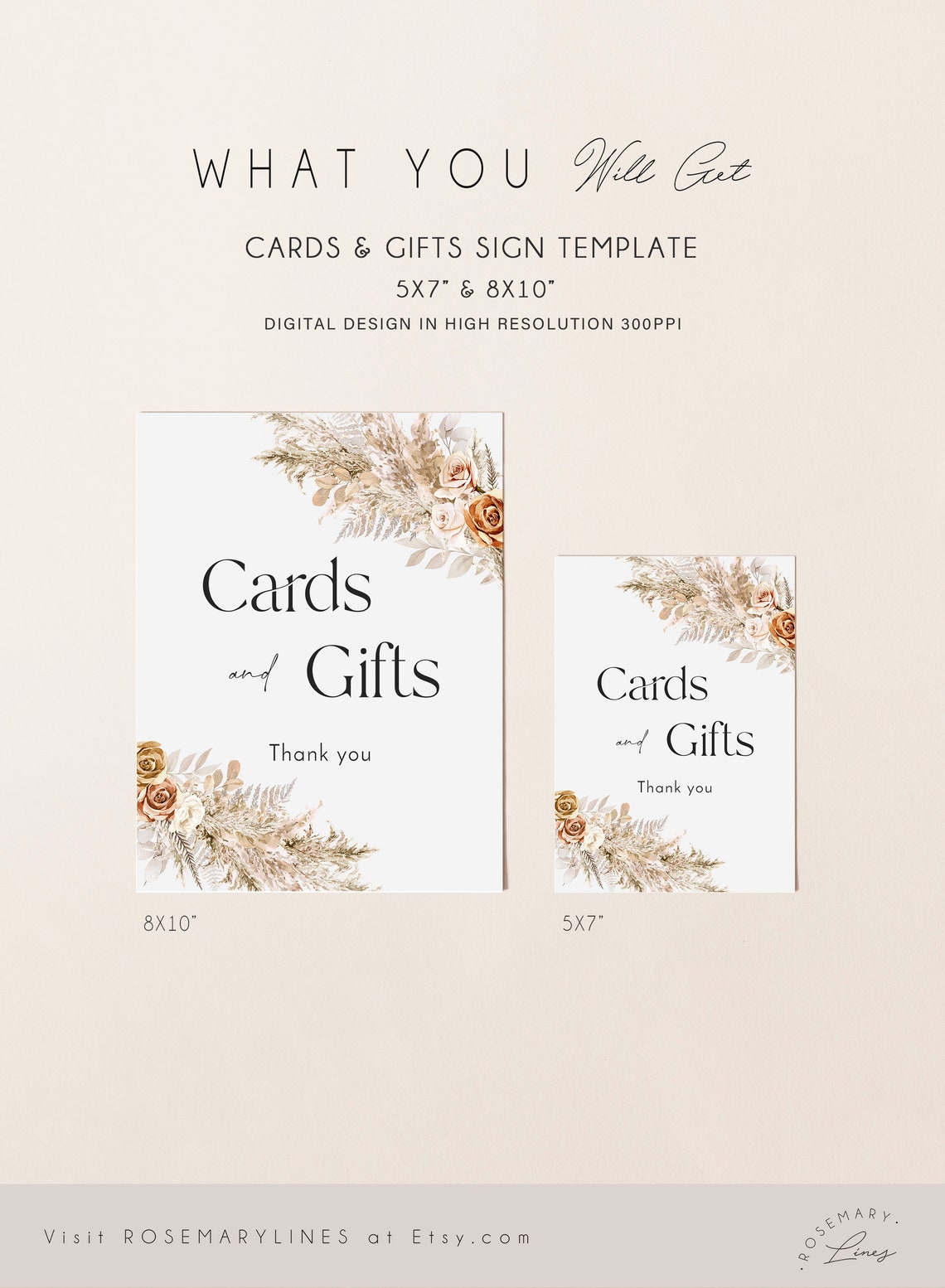 Pampas Grass Cards and Gifts Sign Template Earthy Boho - Etsy