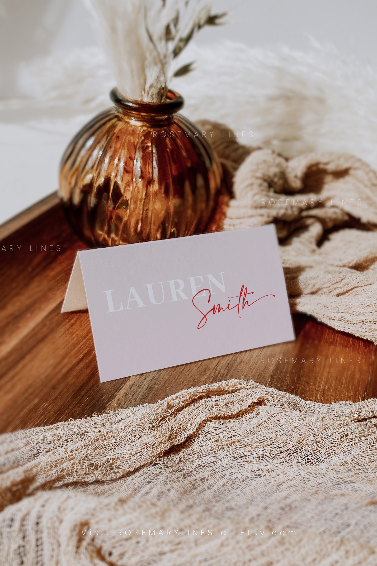 Pink and Red Place Cards Hot Pink Place Card Template Red - Etsy