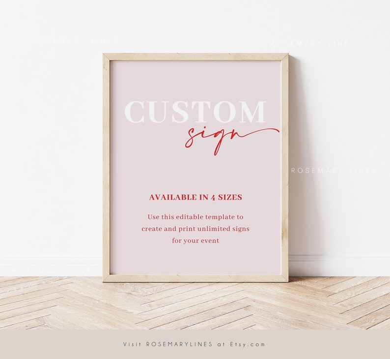 Pink and Red Custom Sign Template Hot Pink Custom Sign Red - Etsy