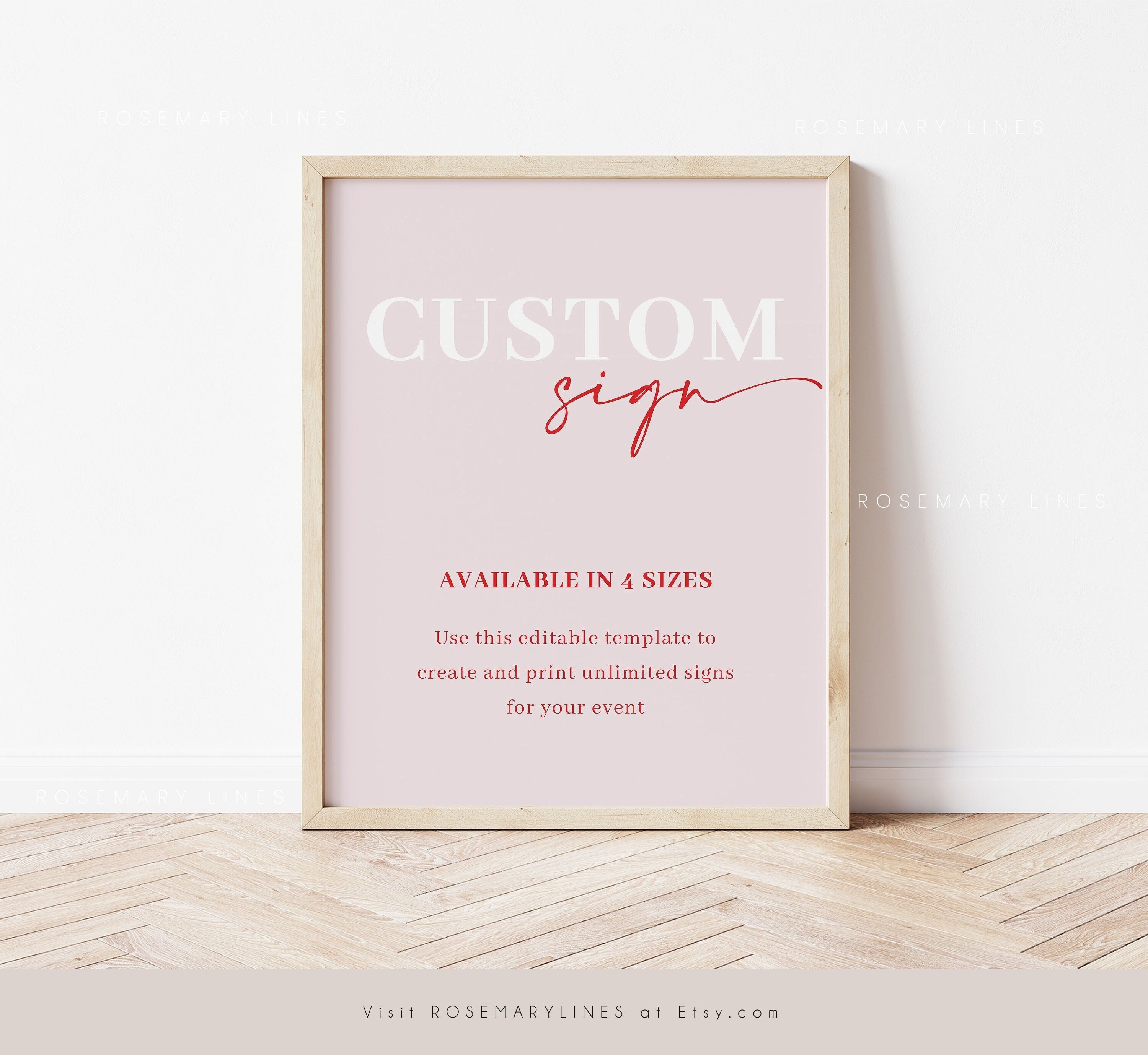 Pink and Red Custom Sign Template Hot Pink Custom Sign Red - Etsy