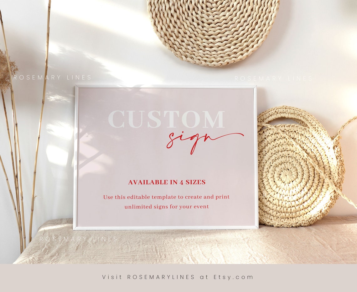 Pink and Red Custom Sign Template Hot Pink Custom Sign Red - Etsy