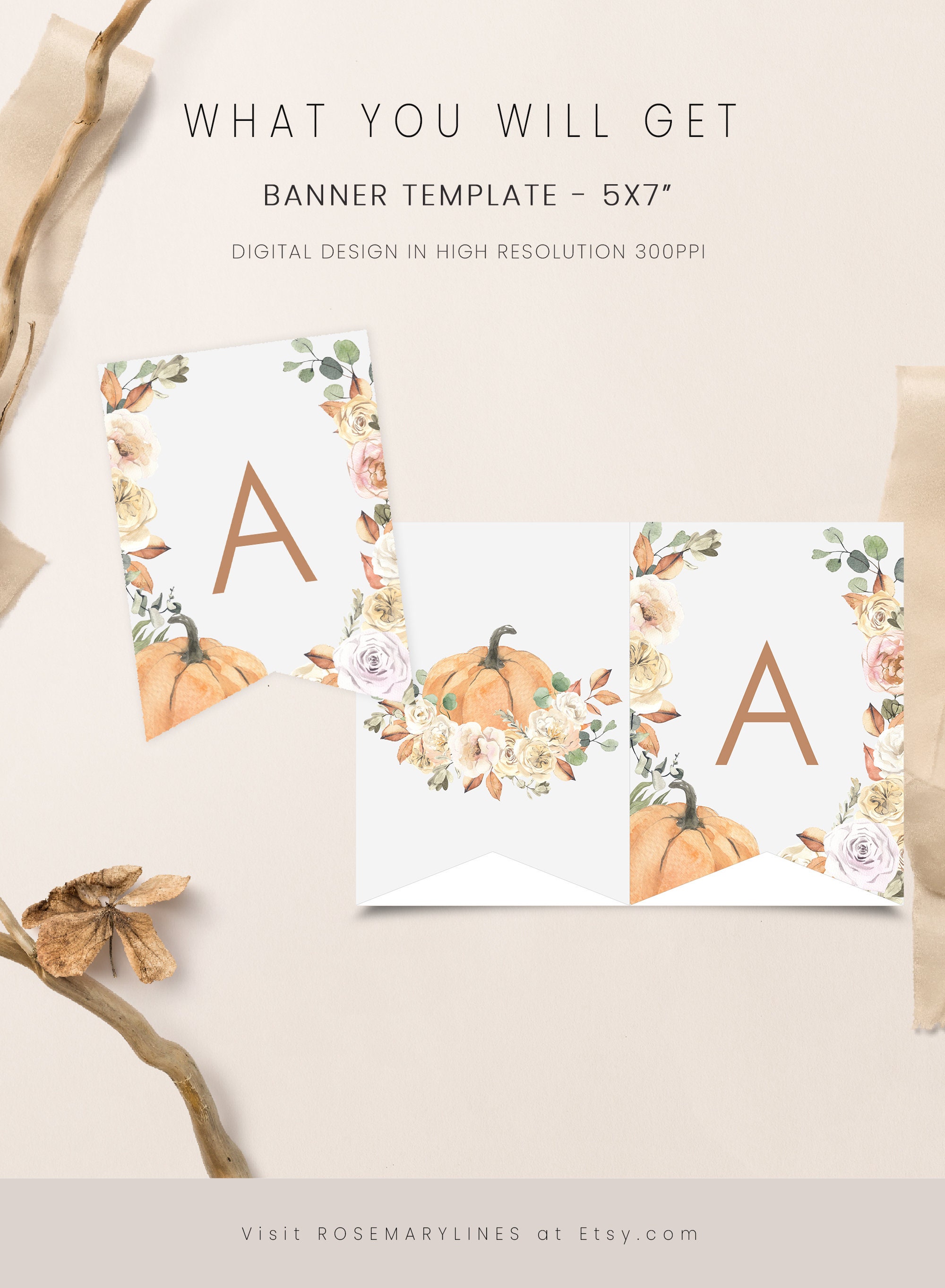 Fall Banner Template Pumpkin Printable Banner Diy Banner | Etsy