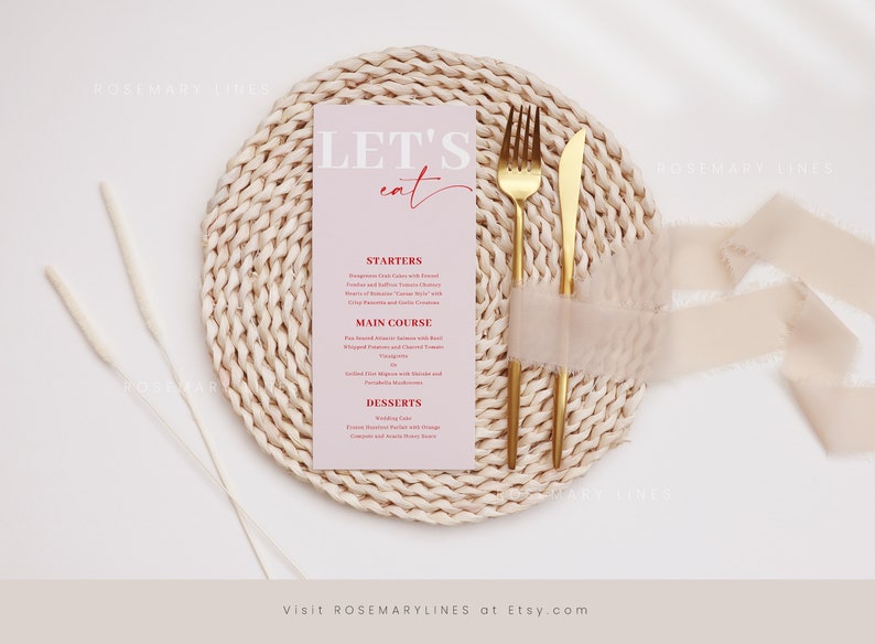 Pink and Red Menu Template Modern Bold Wedding Menu Hot Pink - Etsy