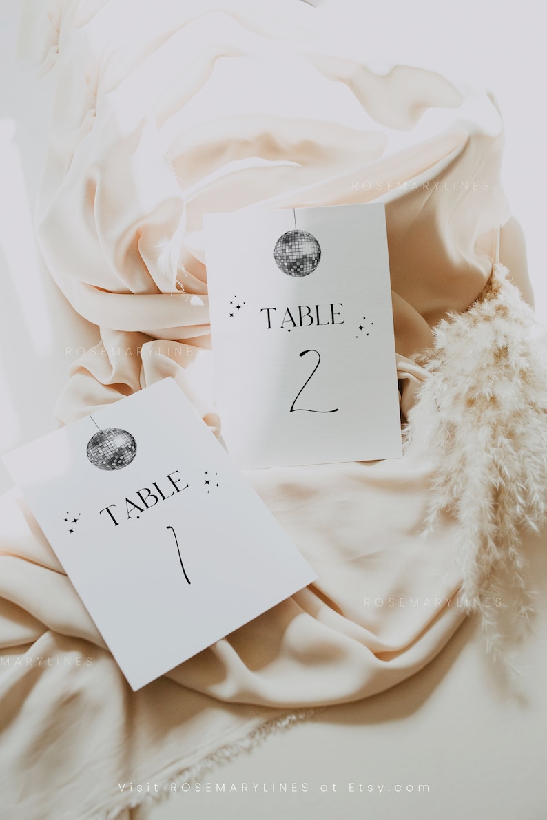 Disco Table Number Template, Retro Table Numbers, Disco Ball Table ...