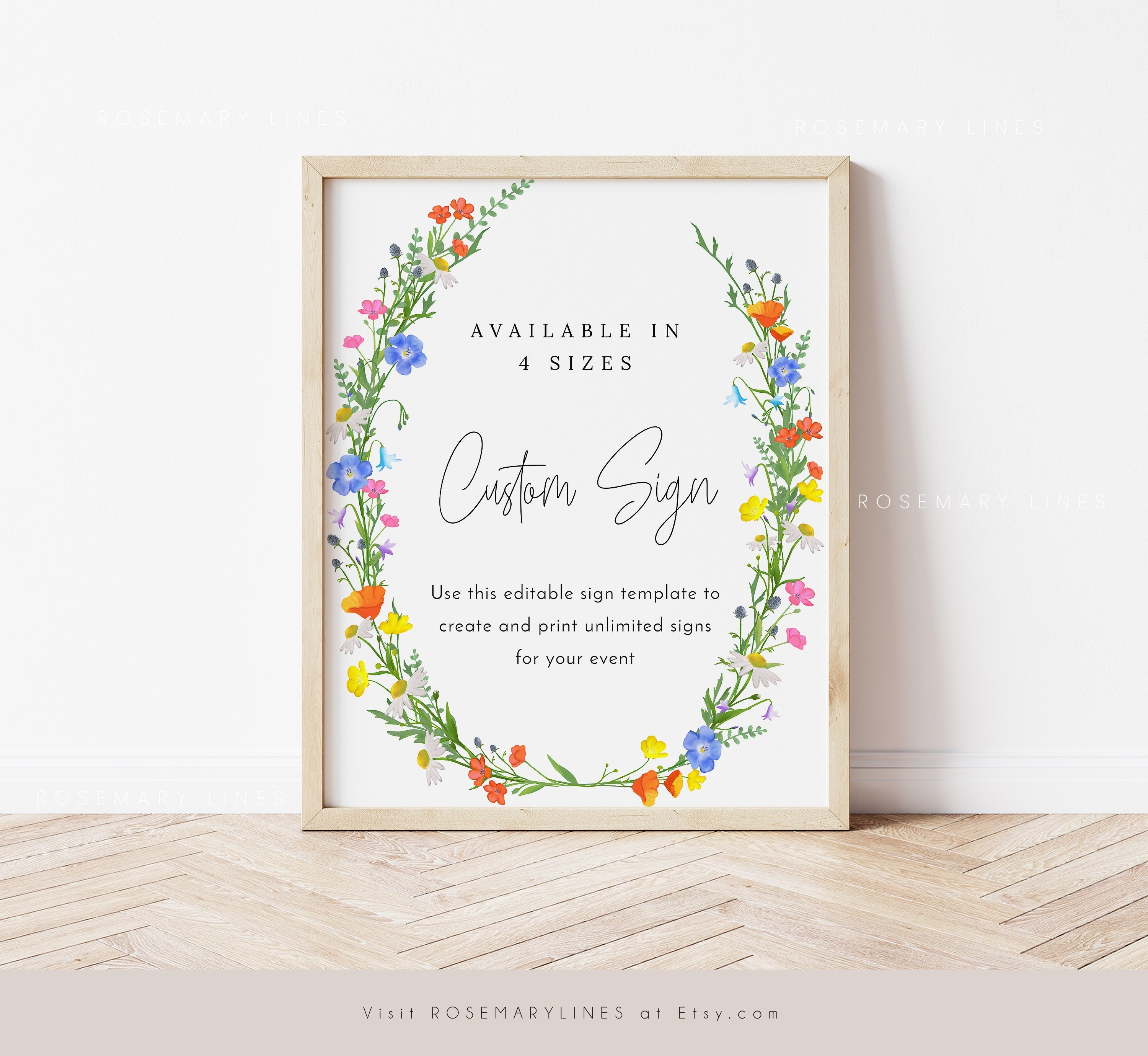 Wildflower Custom Sign Template Spring Colorful Boho Floral - Etsy