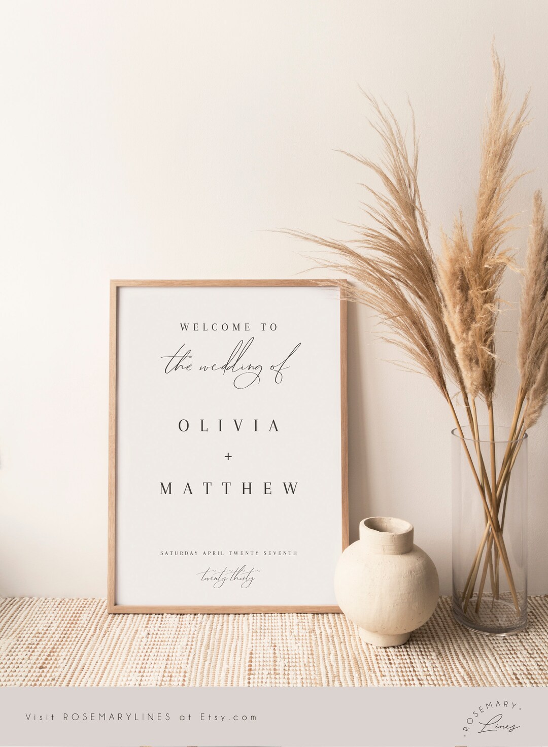 Welcome Wedding Sign, Minimal Wedding Welcome Sign Template, Simple ...