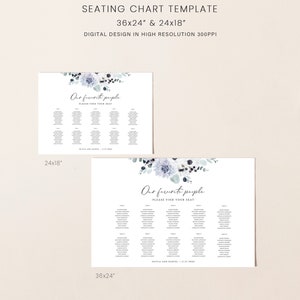 Dusty Blue Seating Chart Template, Winter Wedding Seating Chart ...