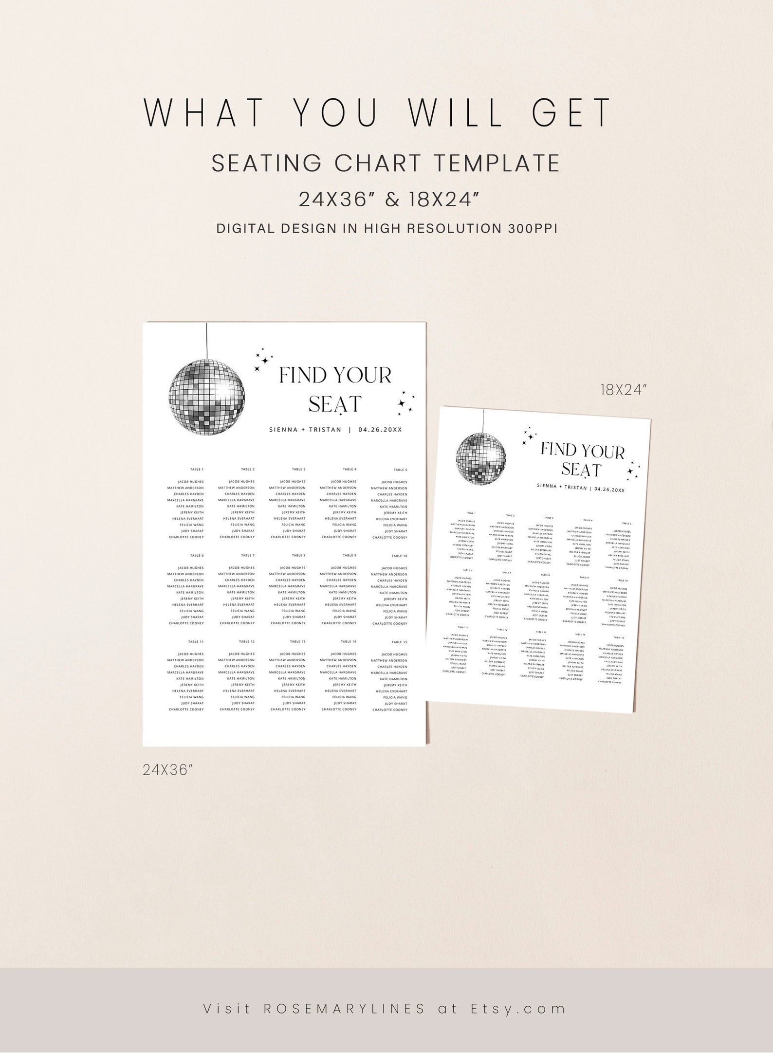 Disco Seating Chart Template Retro Wedding Seating Chart 70s - Etsy