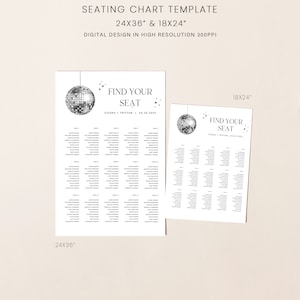 Disco Seating Chart Template, Retro Wedding Seating Chart, 70s Table ...