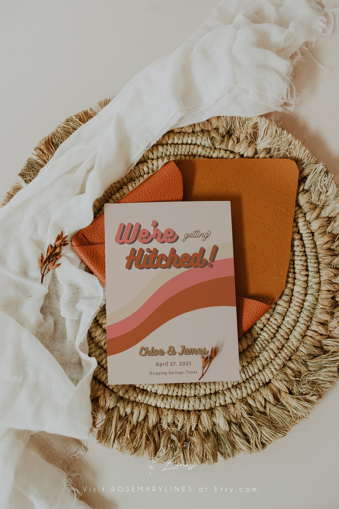 Groovy Retro Save the Date, 70's Save the Date Template, We're Getting ...