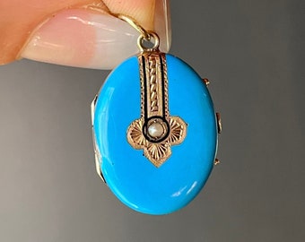 Victorian Blue Enamel Locket - Etsy