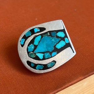 Vintage Mid-century Native American Sterling Silver & Turquoise Slab ...