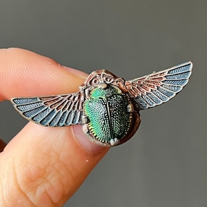 Antique Egyptian Revival 800 Silver Winged Scarab Beetle Pin Brooch - Etsy