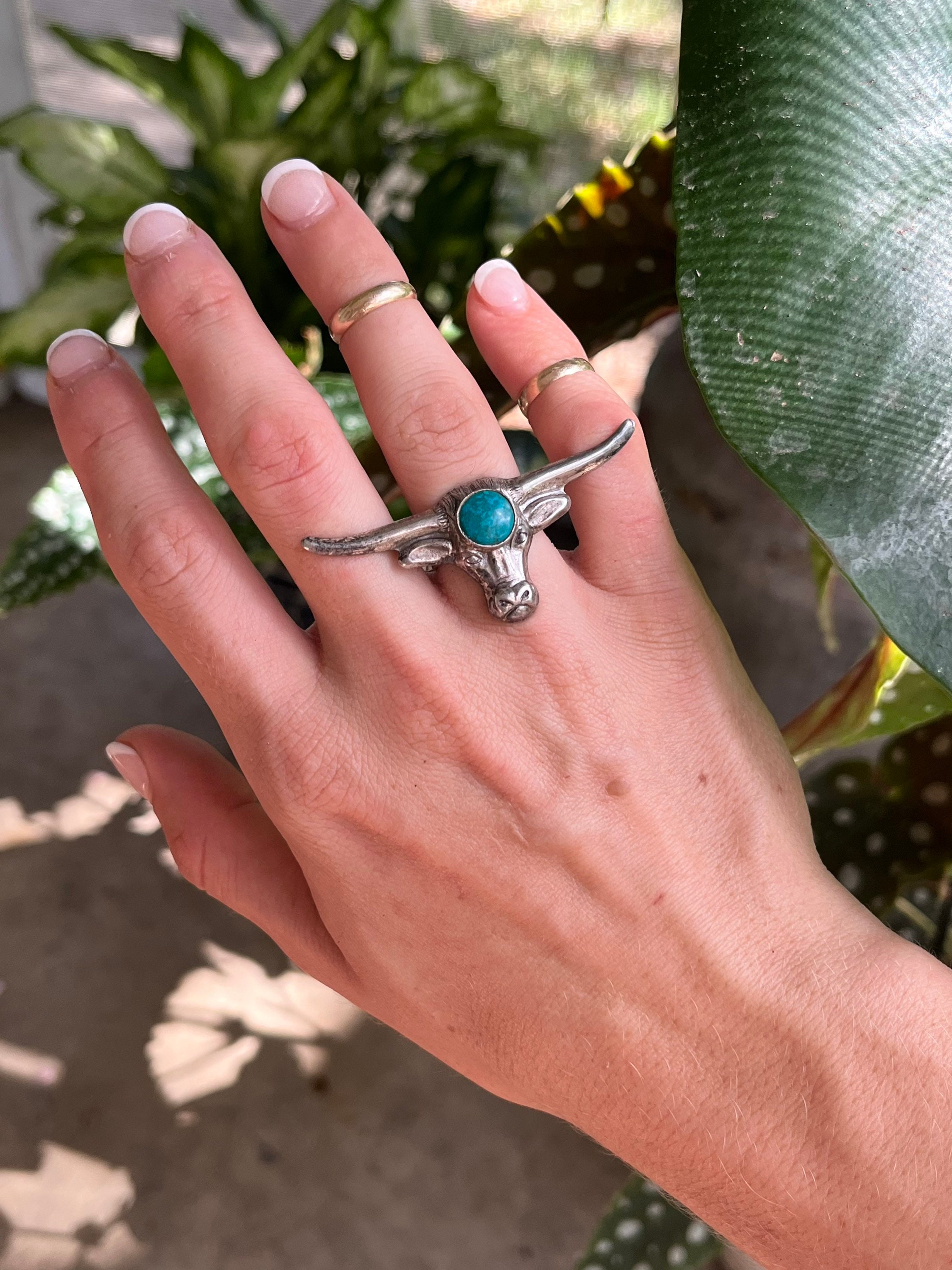 Sz 6 ~ Vintage Alvas Sterling Silver & Turquoise Longhorn Ring - Etsy