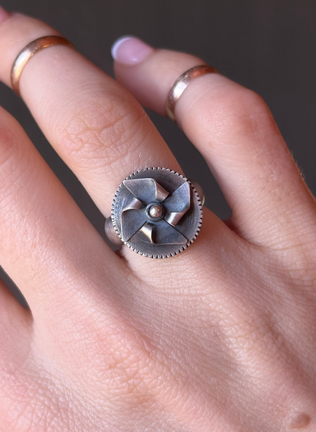 Sz 6 ~ Vintage Spinning Sterling Silver Whirling Pinwheel Ring - Etsy