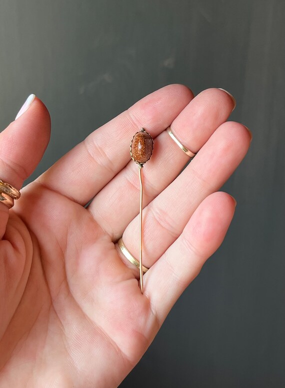 Antique Gold & Goldstone Stick Pin - Gem
