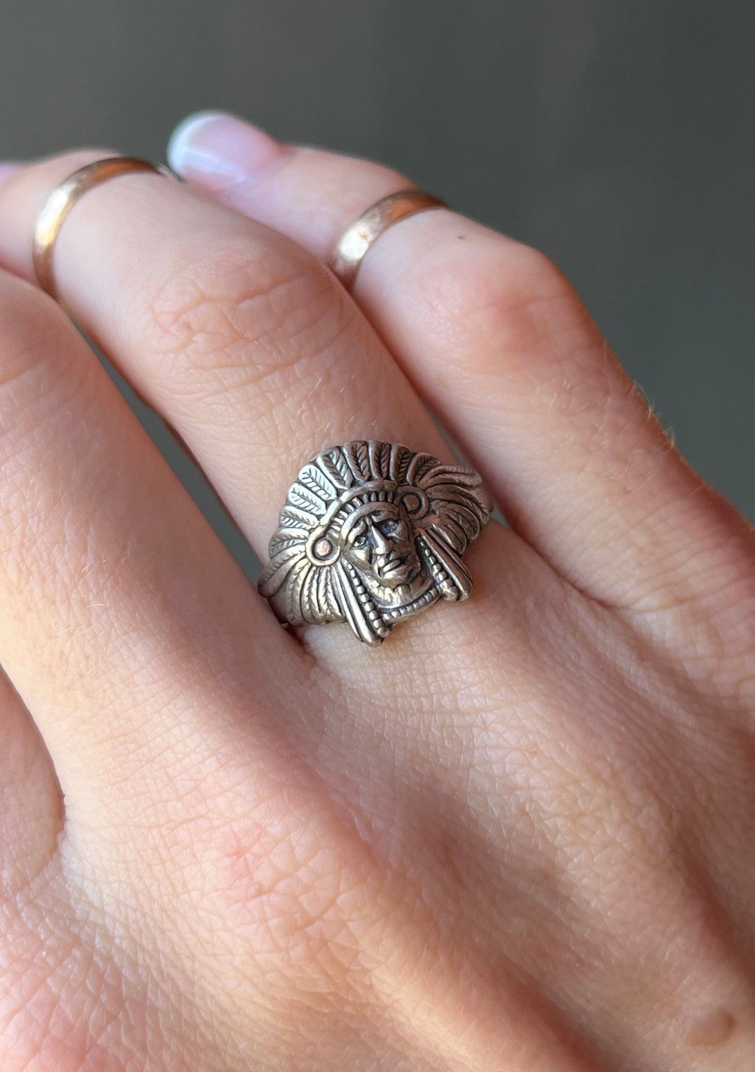 Sz 7 ~ Vintage Southwest Sterling Silver Native American Chief ...