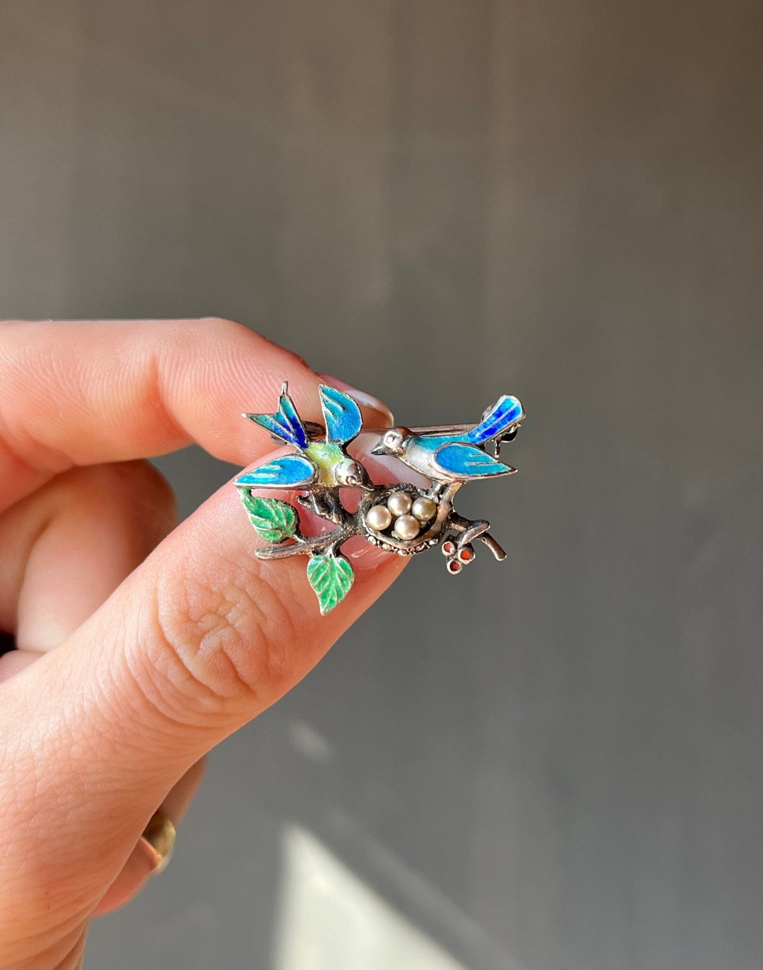 Vintage Mid-century German Enameled Sterling Silver Pearl Nesting ...