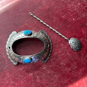 Vintage Native American Navajo Sterling Silver & Turquoise Hair Pin - Etsy