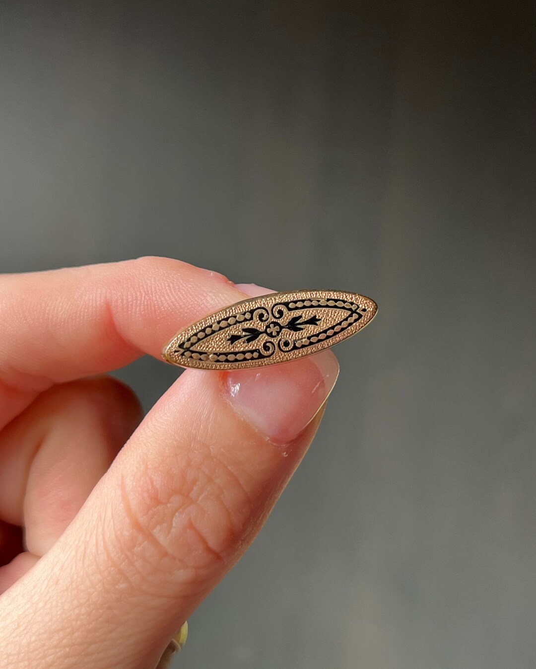 Antique 1800's Victorian 14K Gold Fill & Black Enamel Pin Brooch - Etsy