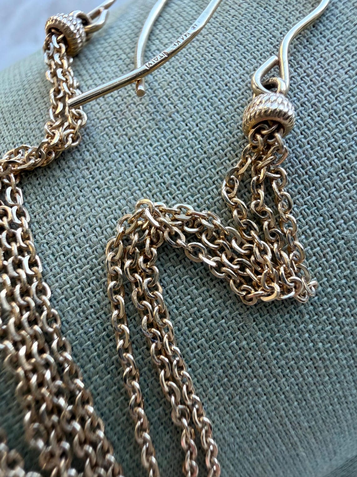 Vintage Italian 14K Yellow Gold Chain Dangle Shoulder Duster Earrings ...