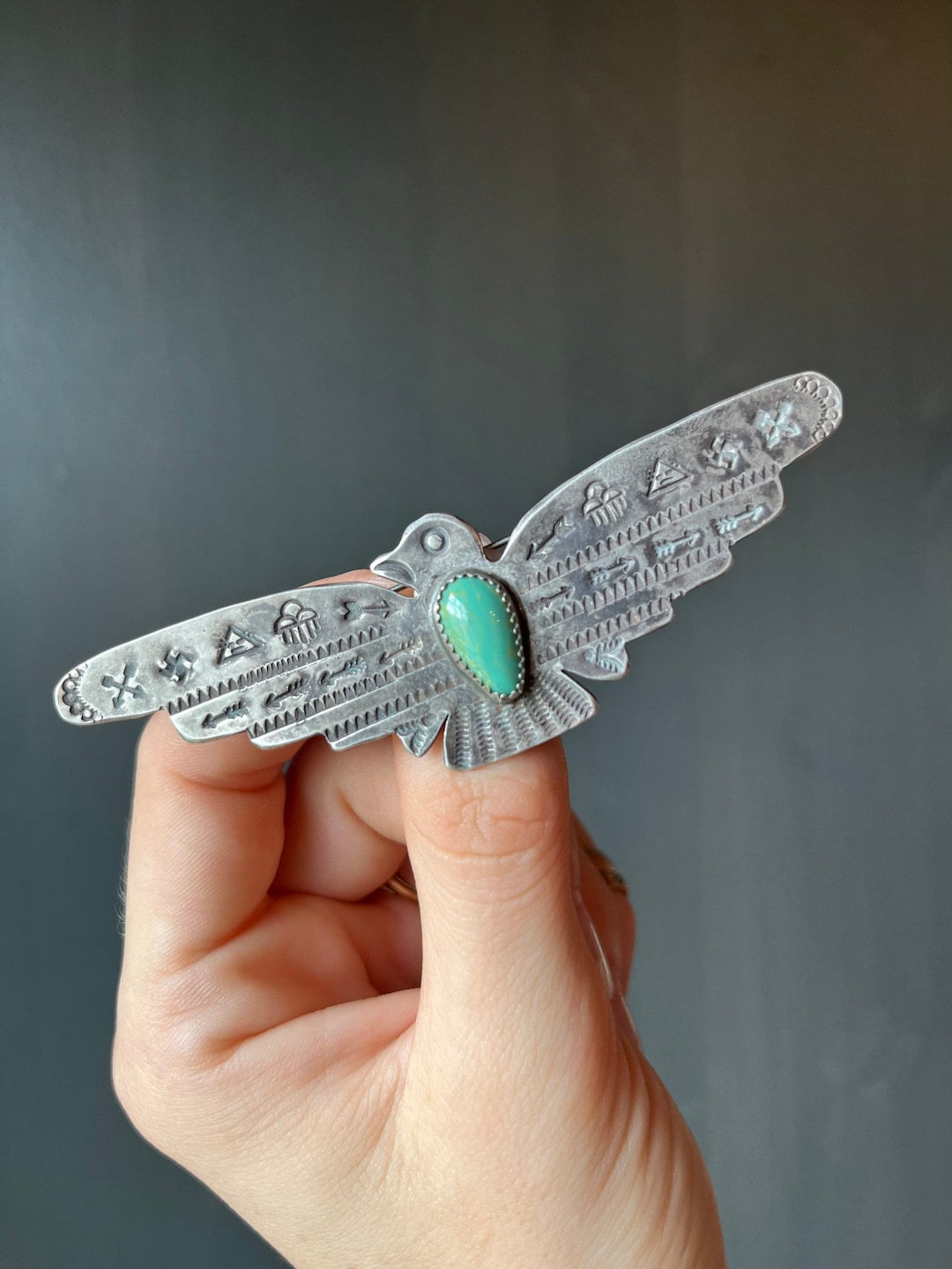 Southwestern Sterling Silver & Turquoise Thunderbird Pin Brooch - Etsy