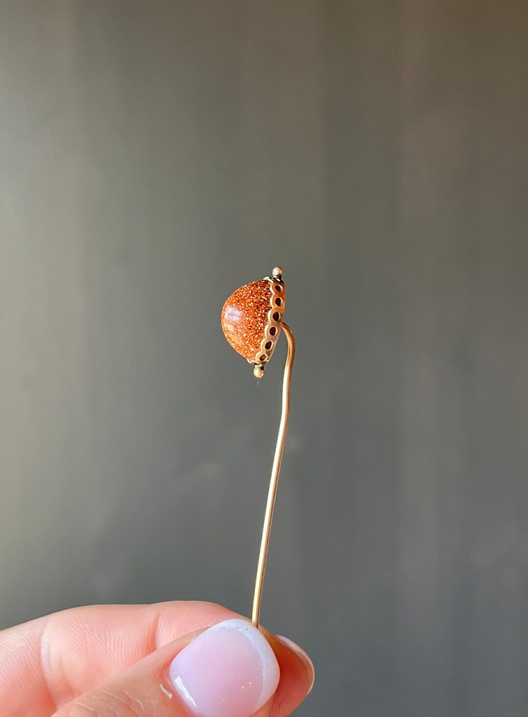 Antique Gold & Goldstone Stick Pin - Etsy
