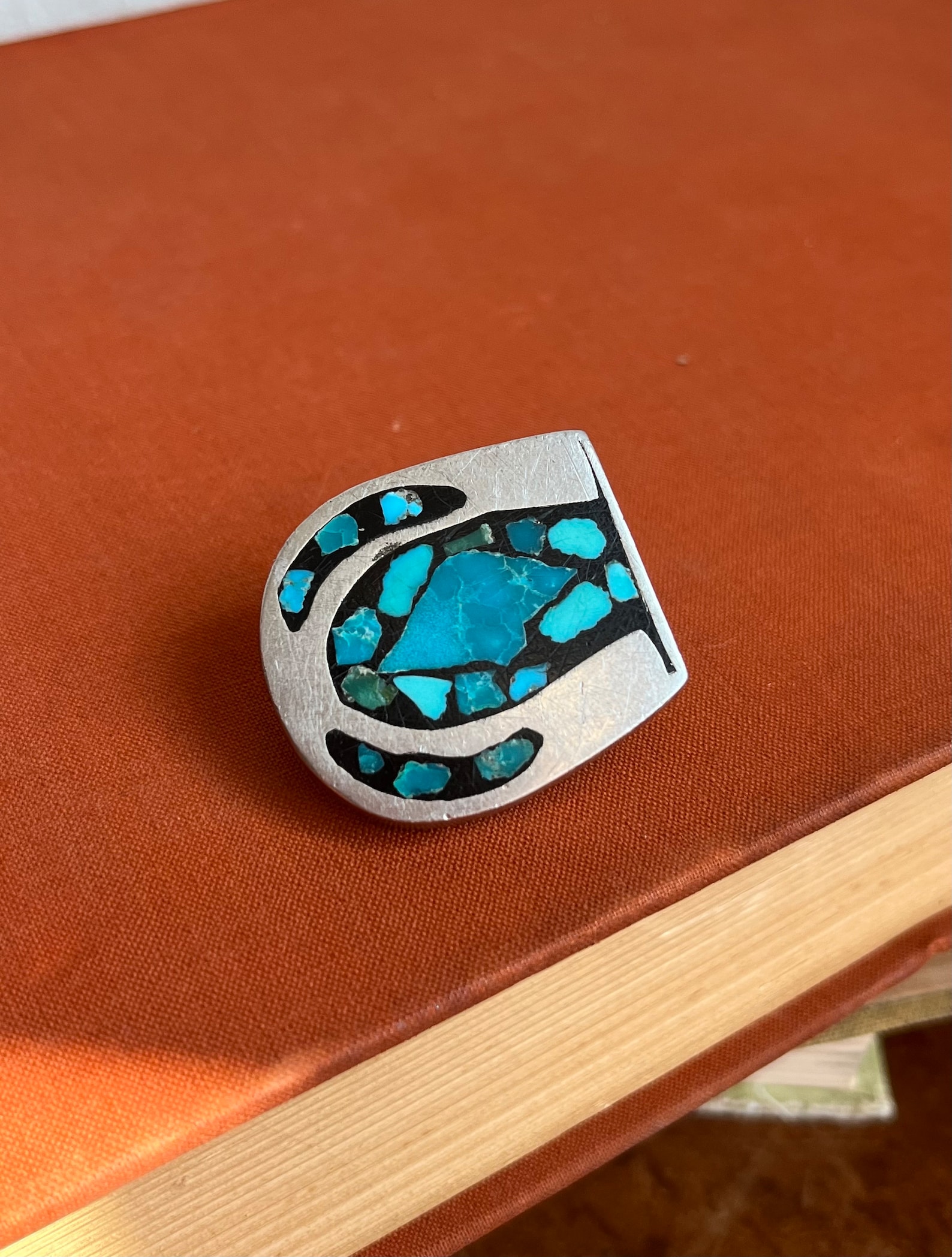 Vintage Mid-century Native American Sterling Silver & Turquoise Slab ...