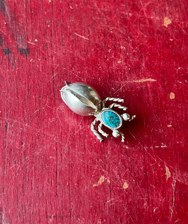 Vintage Native American Sterling Silver & Turquoise Bug Insect Beetle ...