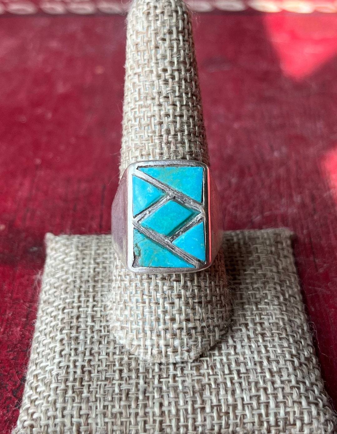Sz 10.5 ~ Vintage Mid Century Native American Silver & Cobblestone ...