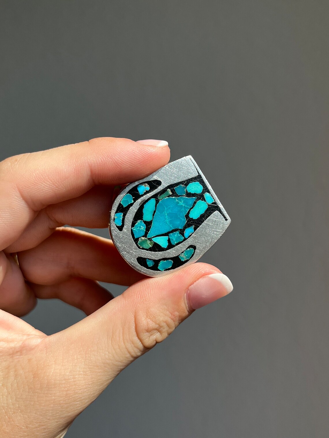 Vintage Mid-century Native American Sterling Silver & Turquoise Slab ...