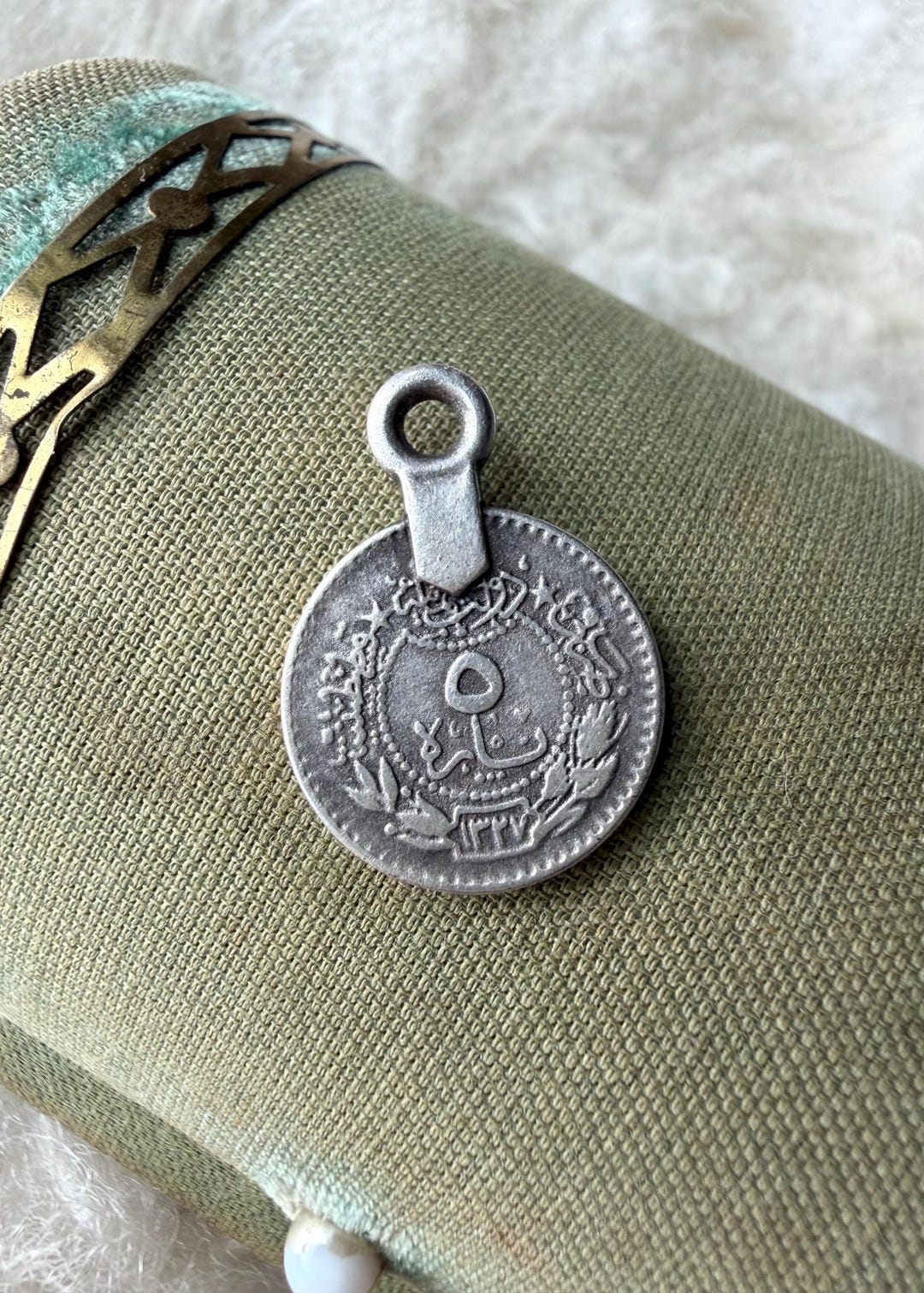 Antique Ottoman Empire Silver Coin Token Medallion Pendant - Etsy