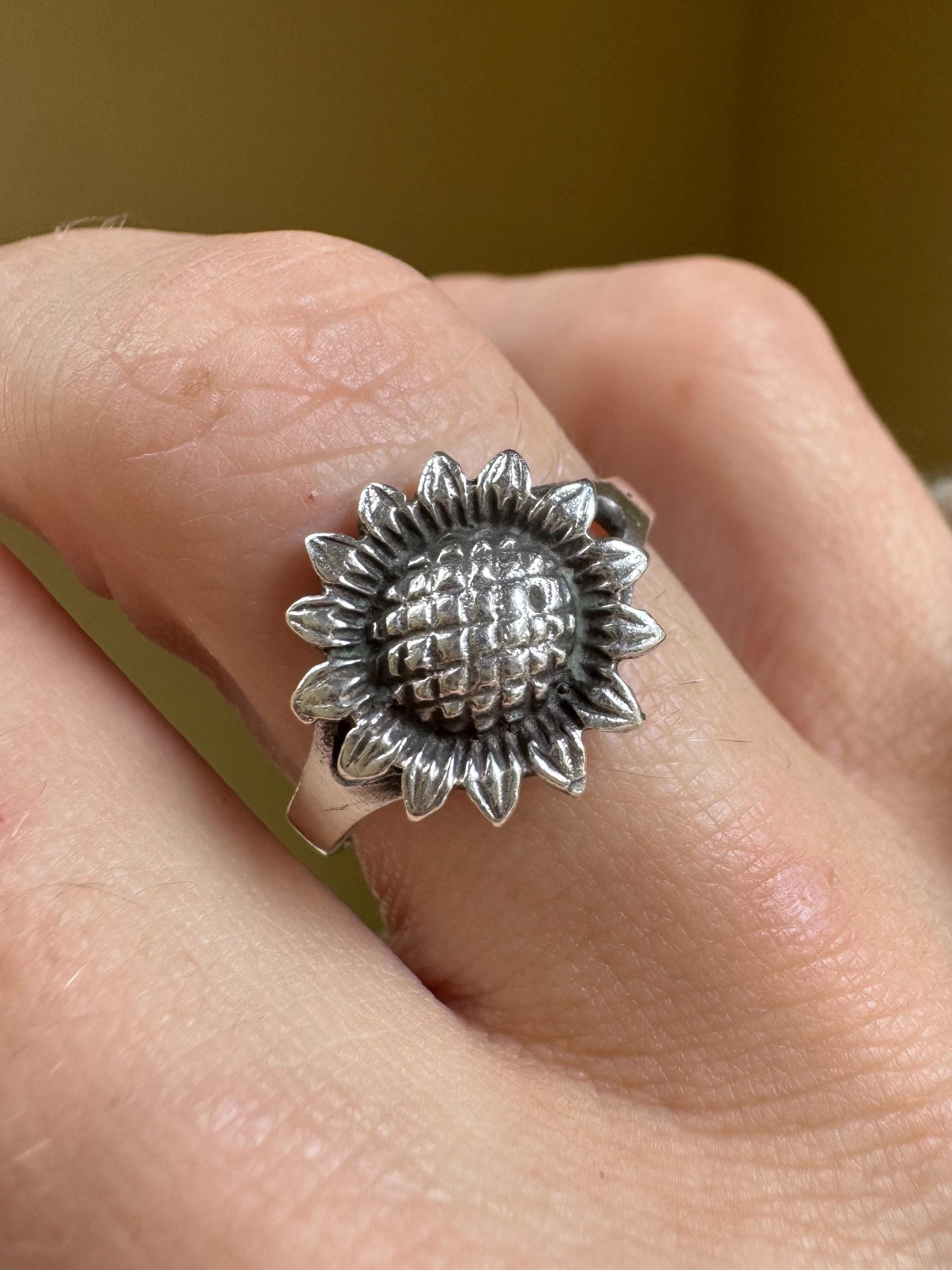 Sz 7.5 ~ Sterling Silver Sunflower Ring - Etsy