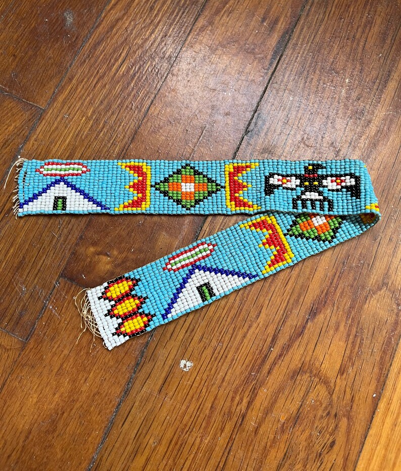 Vintage Native American Handmade Seed Bead Thunderbird Turquoise Hat ...