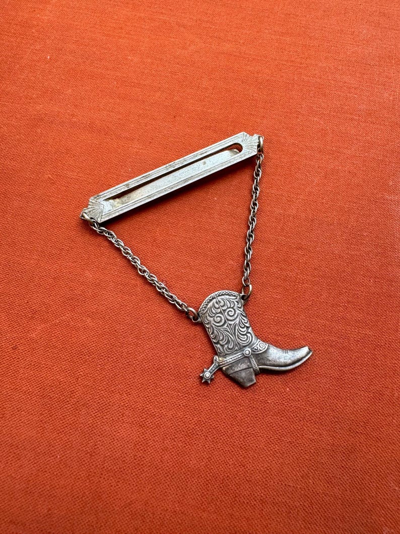 Vintage Mid-century Western Sterling Silver .925 Cowboy Boot & Spurs ...