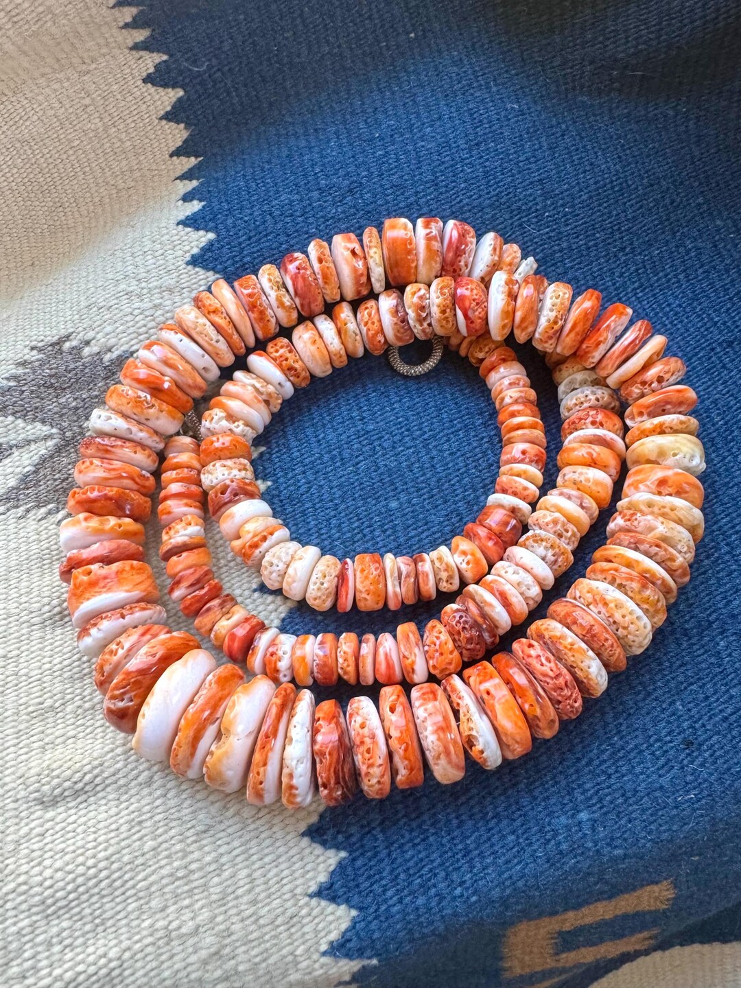 Orange Spiny Oyster Shell Graduated Disk Bead Necklace - Etsy