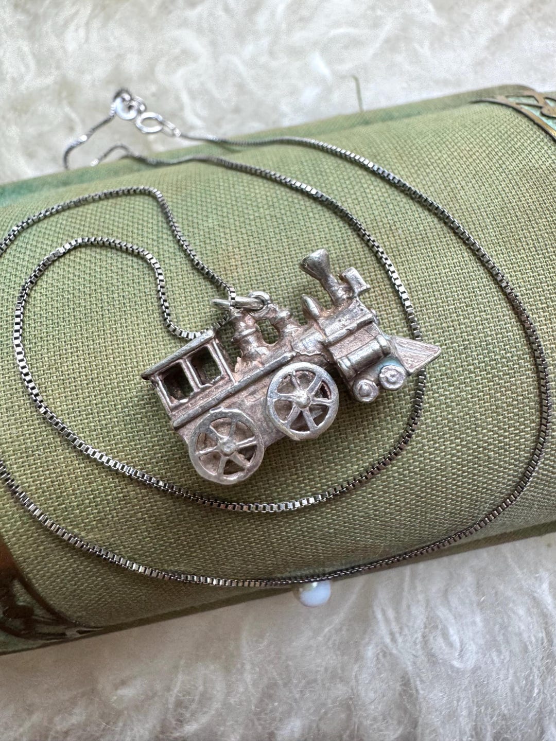 Vintage Sterling Silver .925 Choo Choo Railroad Train Pendant Necklace ...