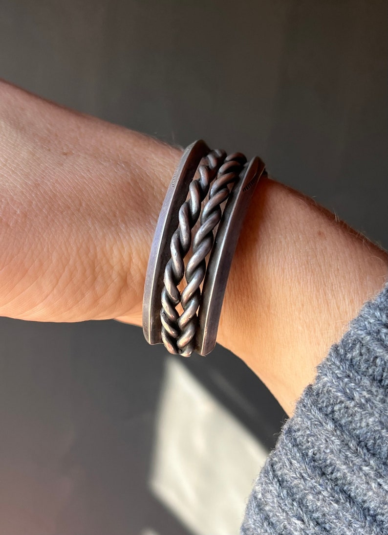Vintage Native American Navajo Sterling Silver Twisted Wire Stamped ...