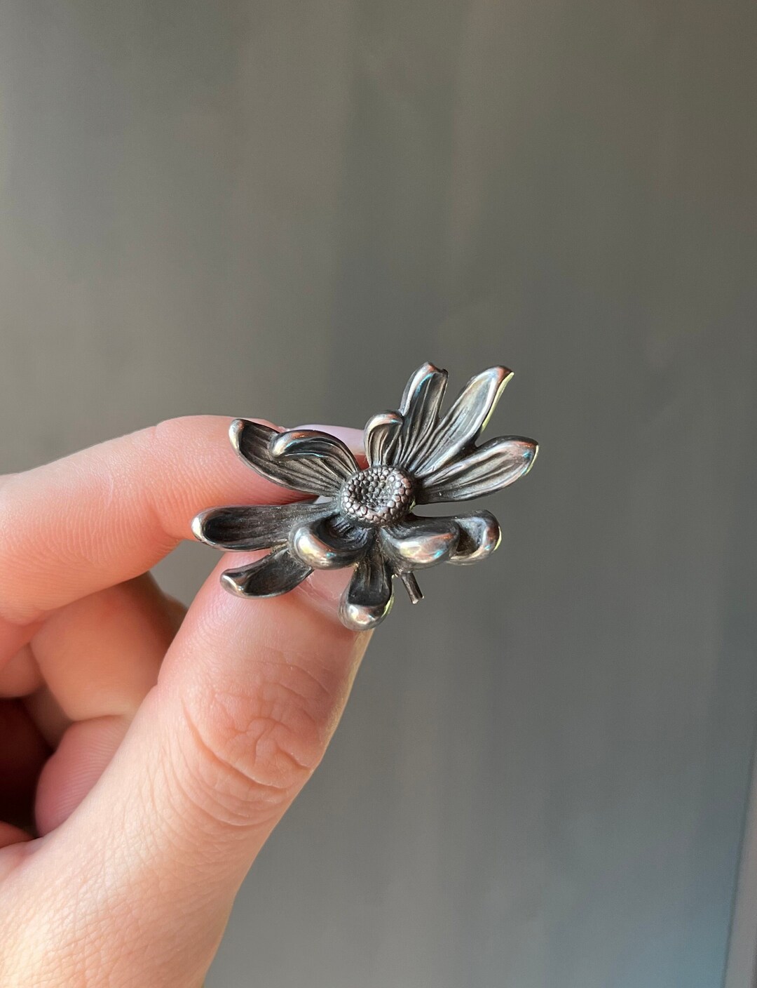 Antique American Art Deco Sterling Silver Flower Pin Brooch Watch Clip ...