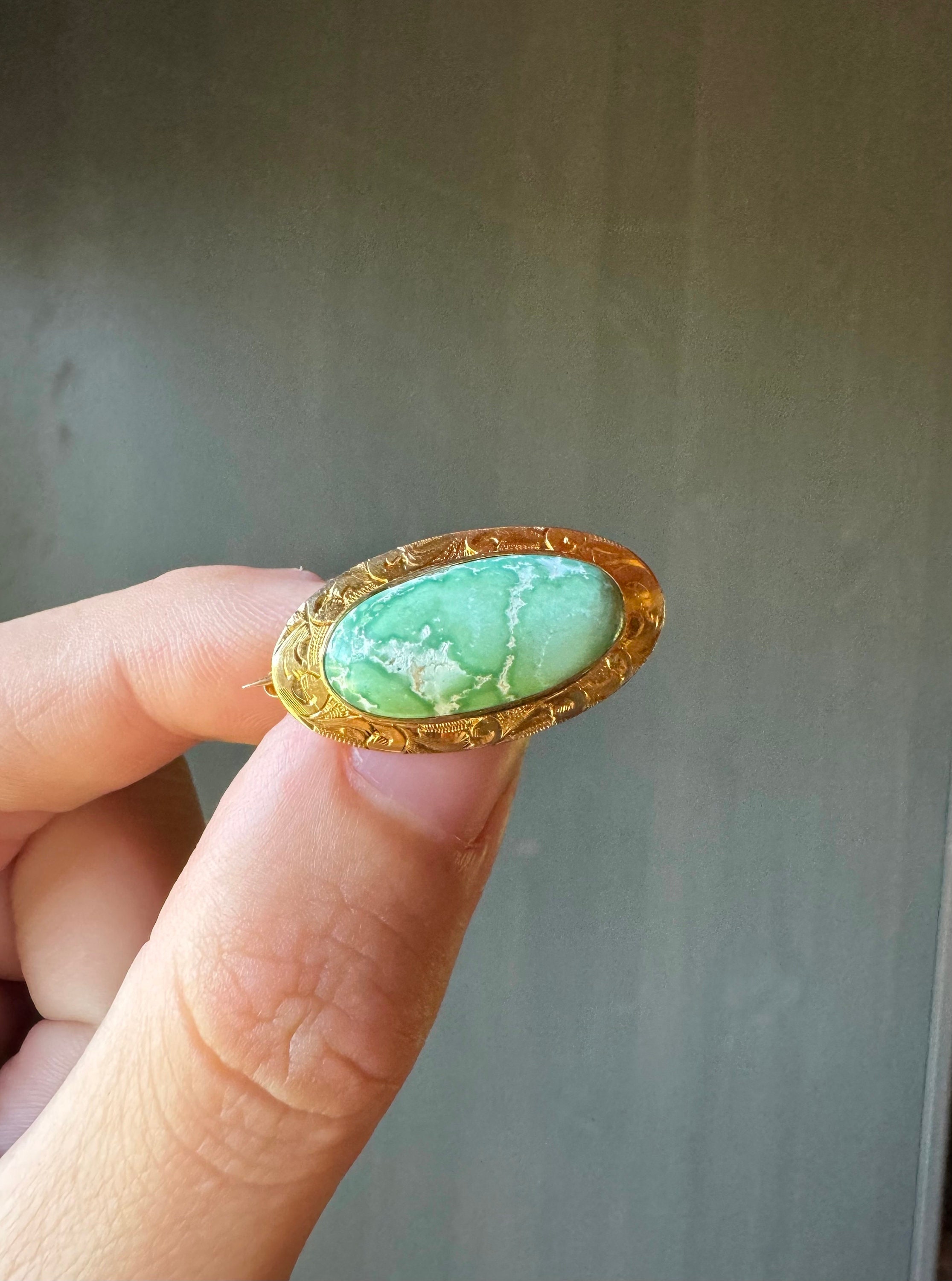 Antique American Art Nouveau 14K Gold & Turquoise Pin Brooch - Etsy