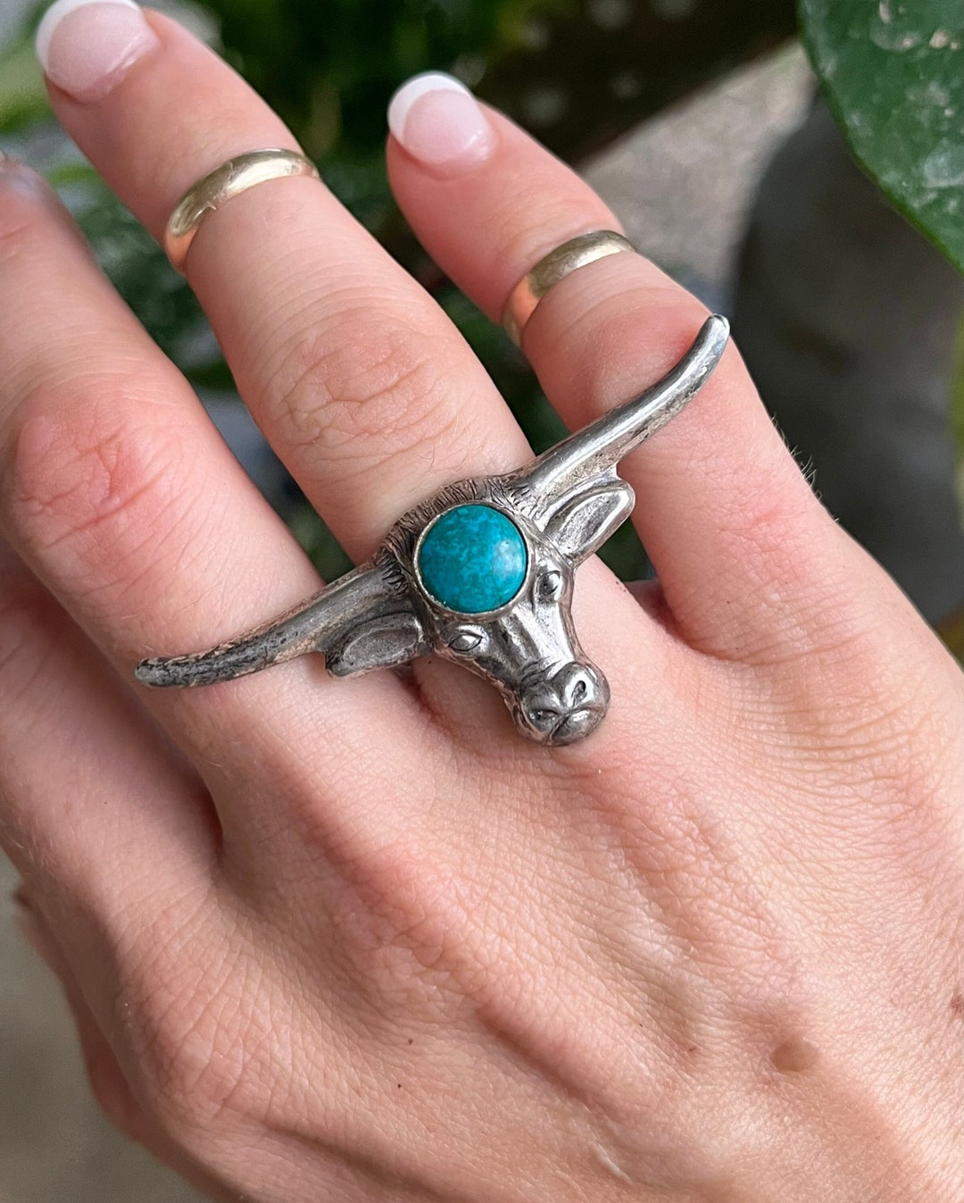 Sz 6 ~ Vintage Alvas Sterling Silver & Turquoise Longhorn Ring - Etsy
