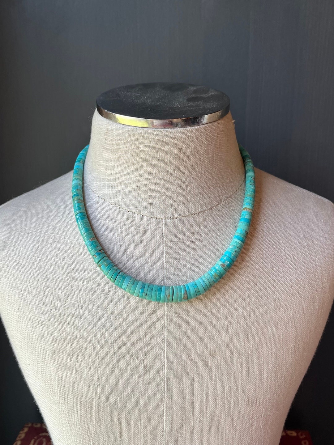 Vintage Southwestern Native American Graduated Turquoise Disk Bead ...
