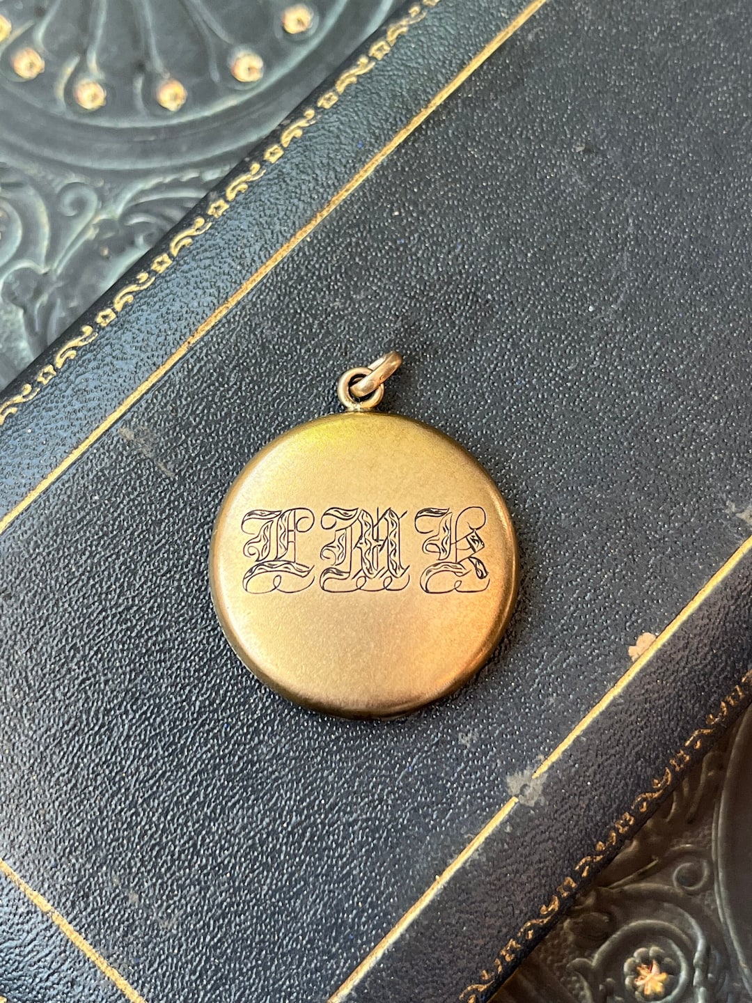Antique Art Nouveau Gold Fill Monogram LMK Round Picture Locket Pendant ...