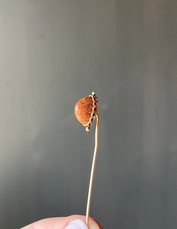 Antique Gold & Goldstone Stick Pin - Gem