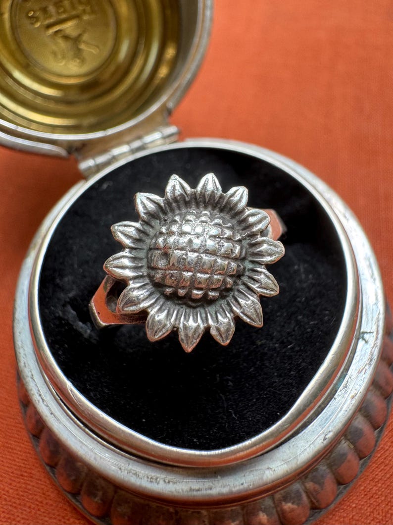 Sz 7.5 ~ Sterling Silver Sunflower Ring - Etsy
