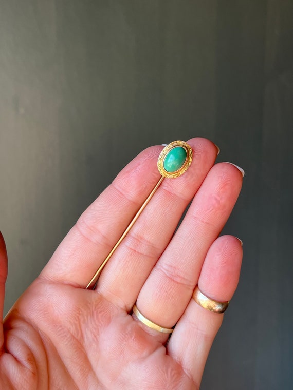 Antique Art Nouveau 14K Yellow Gold & Persian Turquoi… - Gem