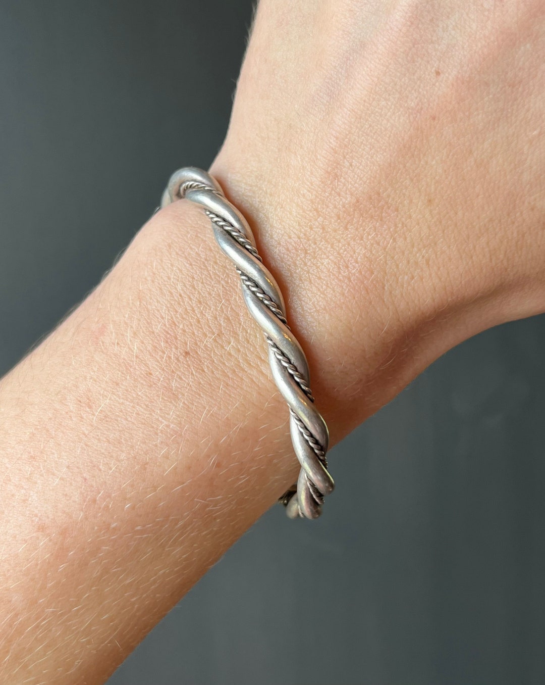 Vintage Sterling Silver Twisted Wire Cuff Bracelet - Etsy